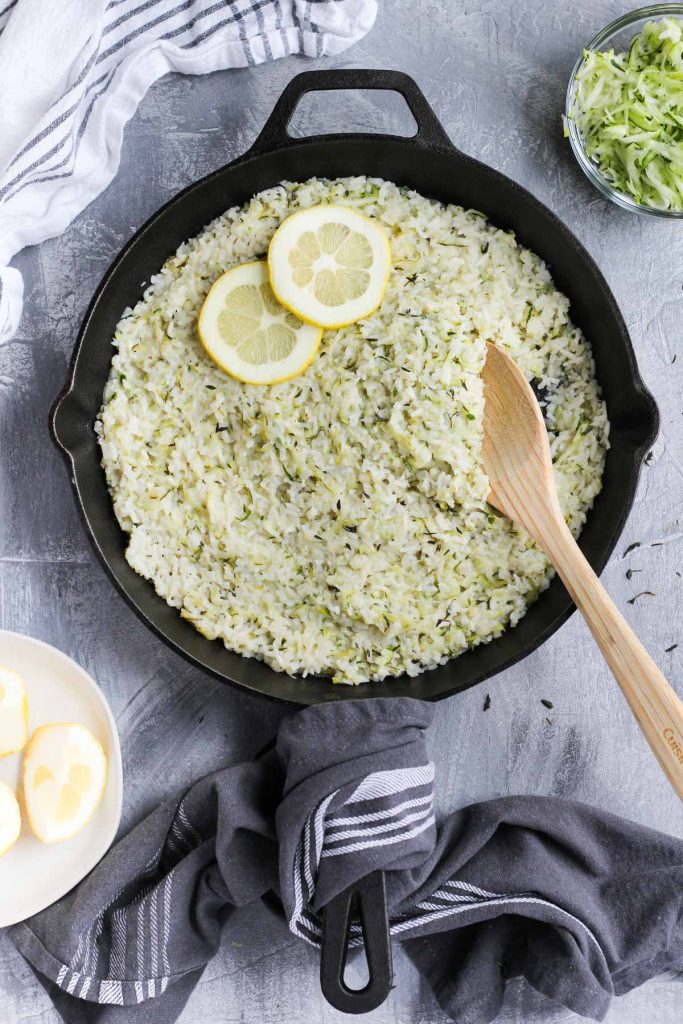 Creamy Zucchini Lemon Risotto Recipe (Dairy-Free) - Fresh Water Peaches