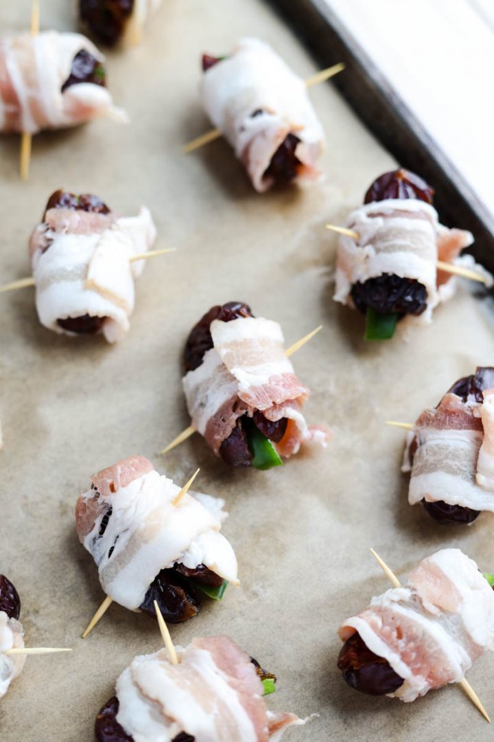 Easy Bacon Wrapped Dates Stuffed with Jalapeño - Fresh Water Peaches