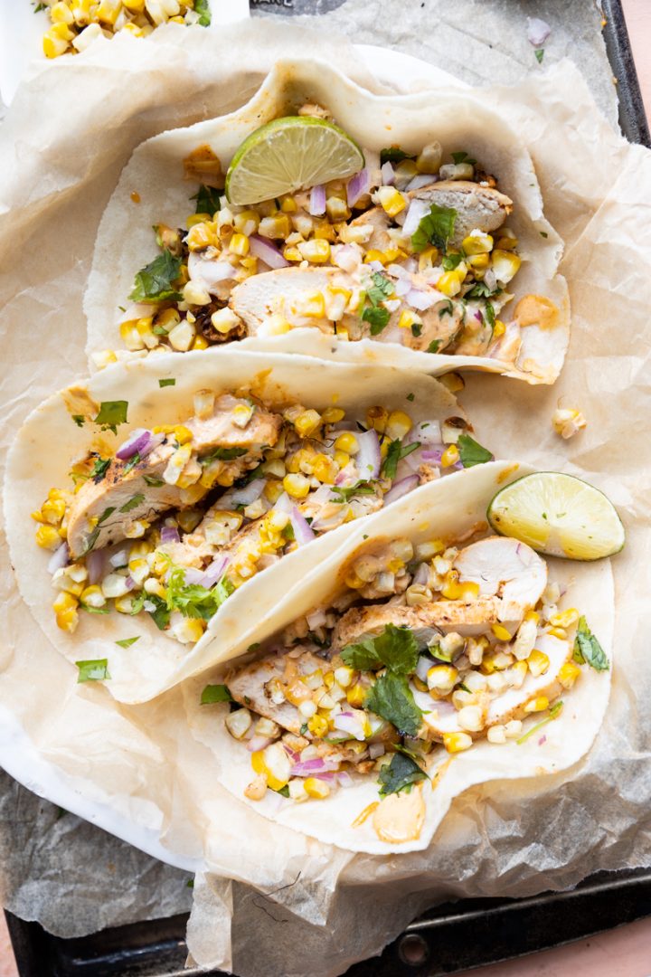 Spicy Chicken Tacos with Grilled Corn - Fresh Water Peaches